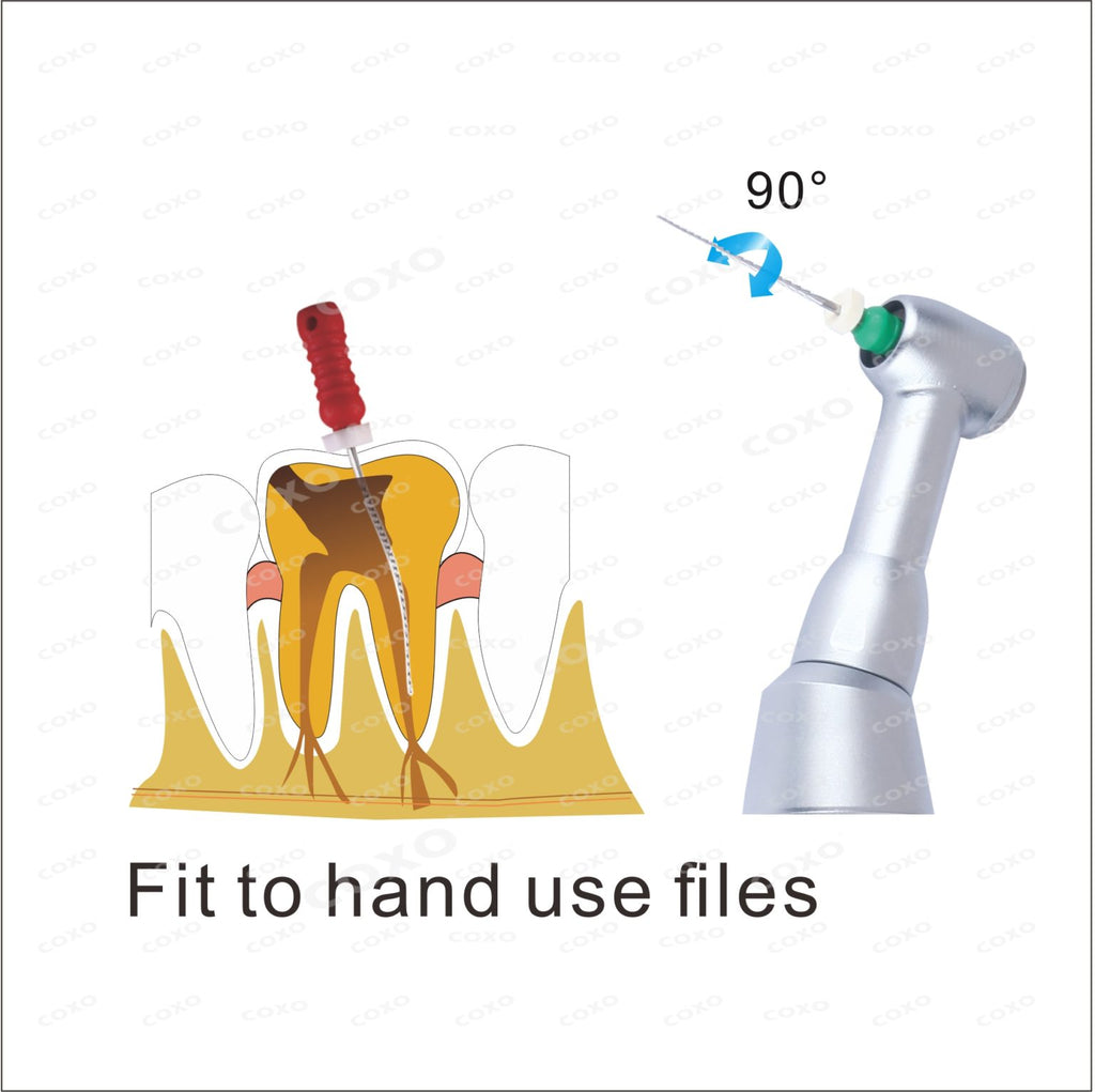 10:1 Hand file contra-angle handpiece with 30 degree reciprocation for